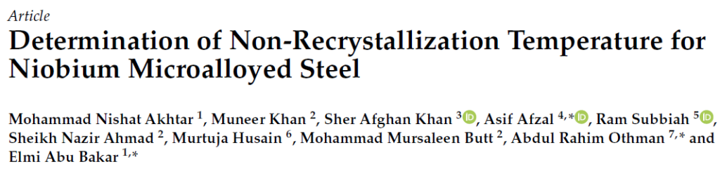 Determination of Non-Recrystallization Temperature for Niobium ...
